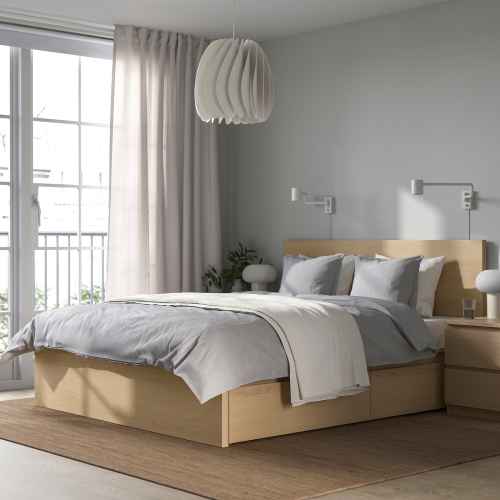 IKEA MALM Bed Frame 4 Boxes Oak Furniture Urban Sales NZ